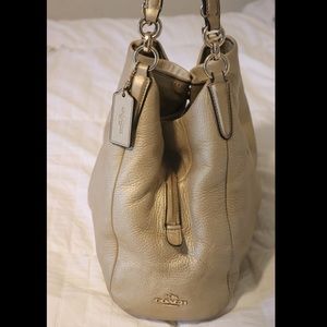 Coach | Bags | Coach Light Gold Pebbled Leather Three Compartment ...
